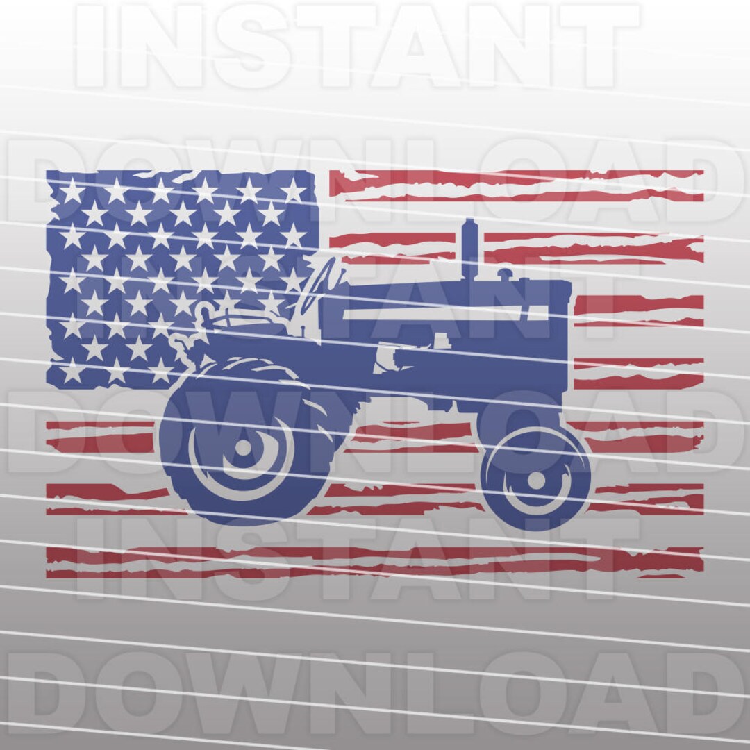American Flag Patriotic USA Farm Tractor SVG -commercial & Personal Use ...