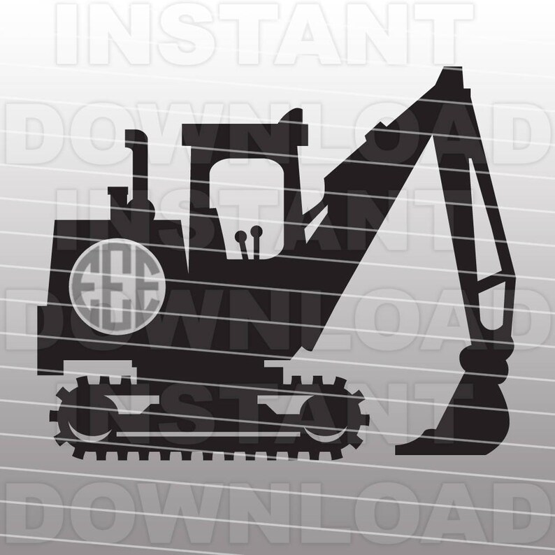 Excavator Monogram SVG File Construction SVG commercial & - Etsy