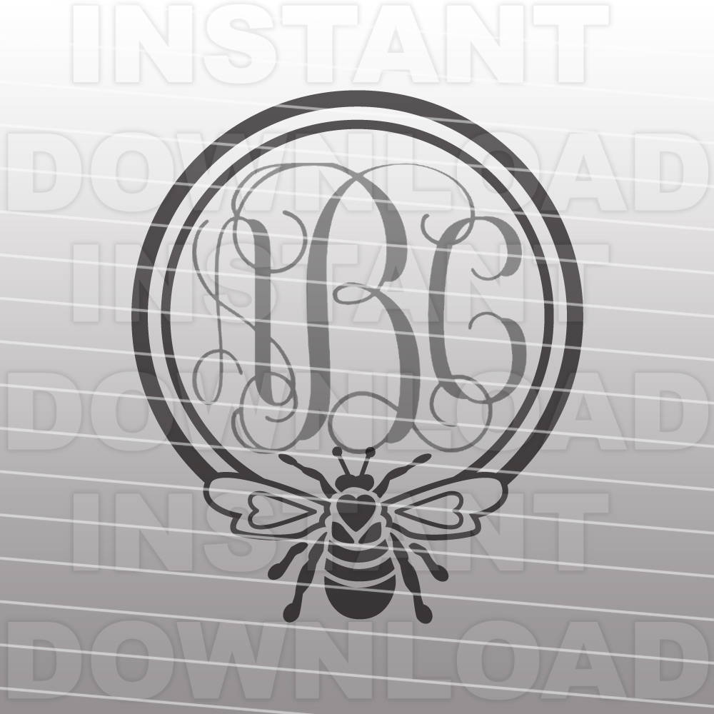 Queen Bee Monogram SVG Filehoney Bee SVG File Commercial & | Etsy