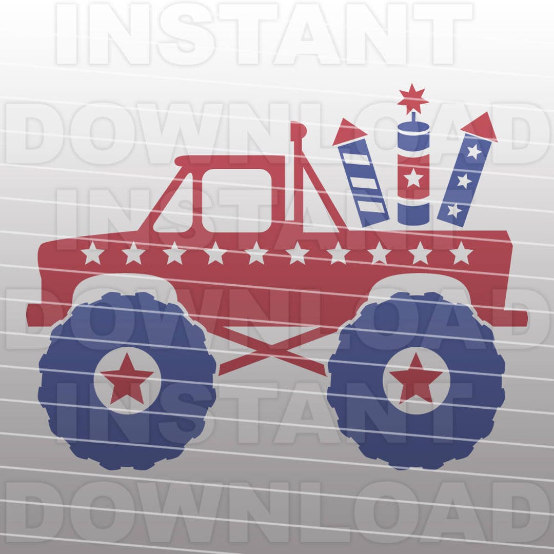 July 4th Monster Truck SVG File,fireworks SVG File,patriotic SVG File ...
