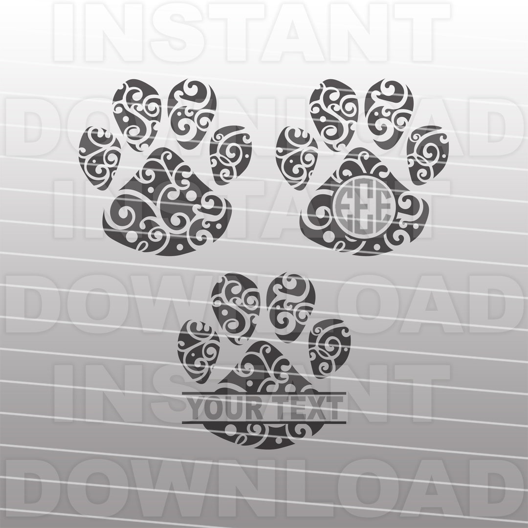 Paw Print Filigree SVG File,dog Paw Svg,cat Paw Svg,tiger Paw Svg ...