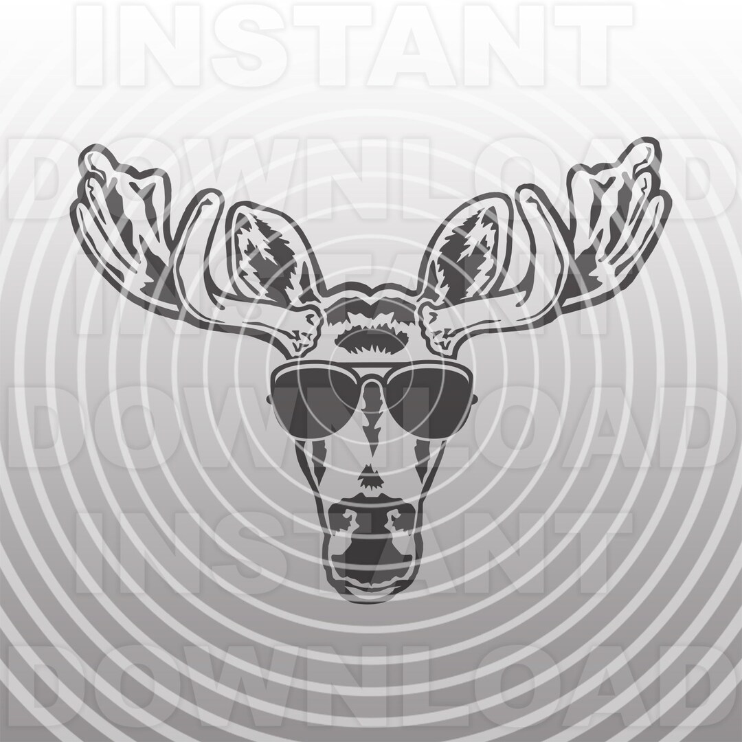 Moose With Sunglasses SVG File,moose Face Svg,bull Moose SVG -vector ...