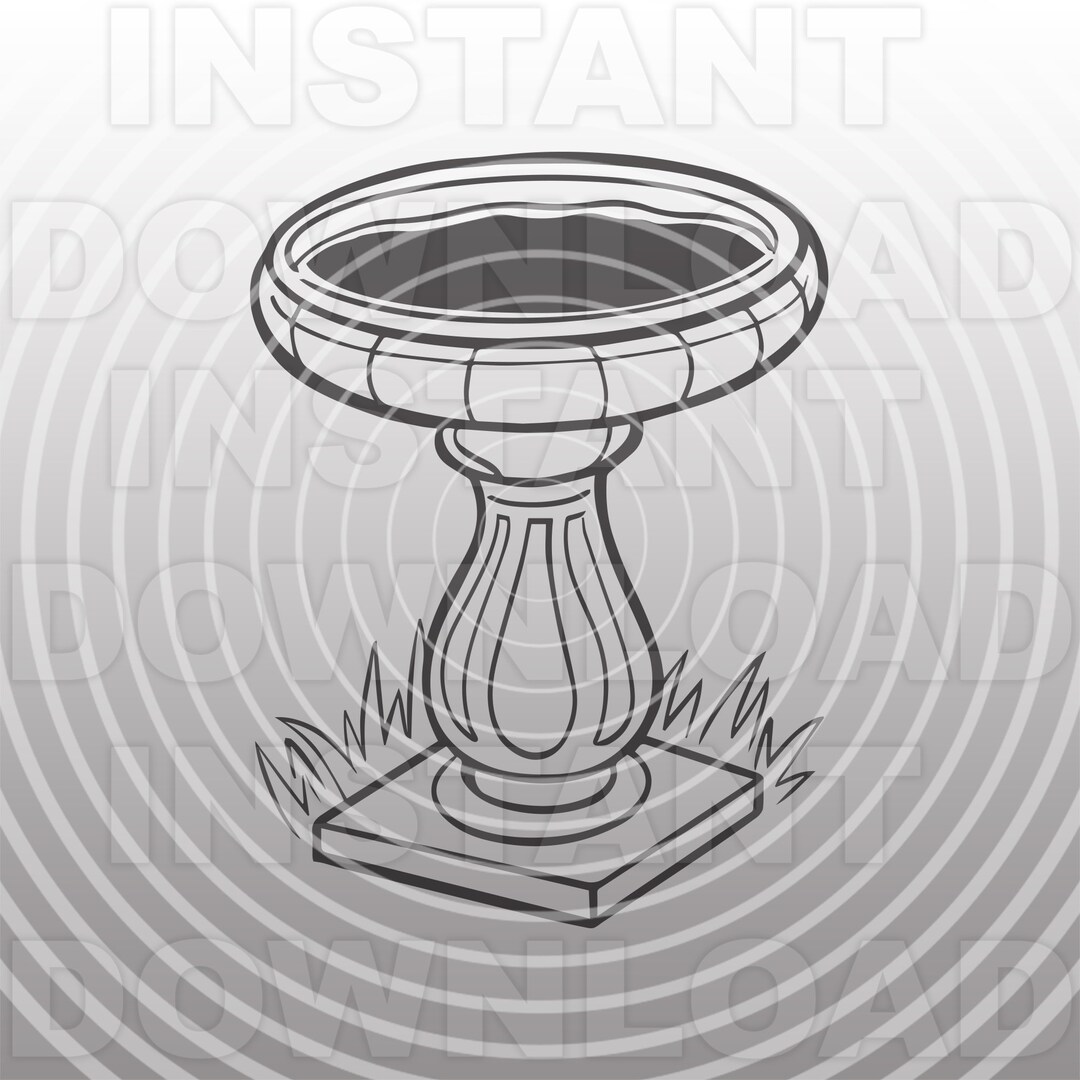 Cute Hand Drawn Cartoon Bird Bath SVG File,simple Bird Bath Svg,vector ...