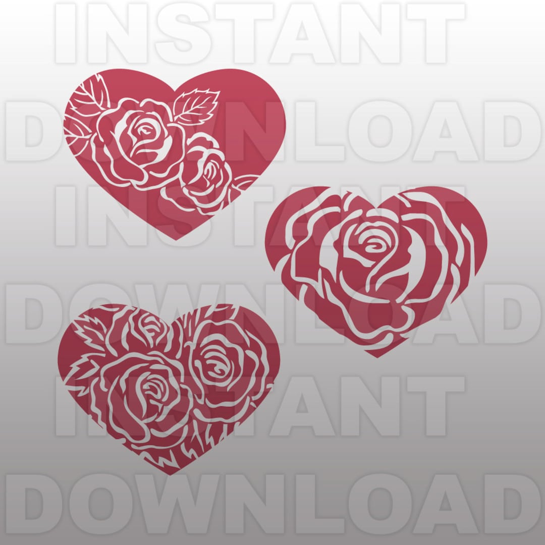 Fancy Roses and Hearts SVG File,svg Bundle -vector Clip Art for ...