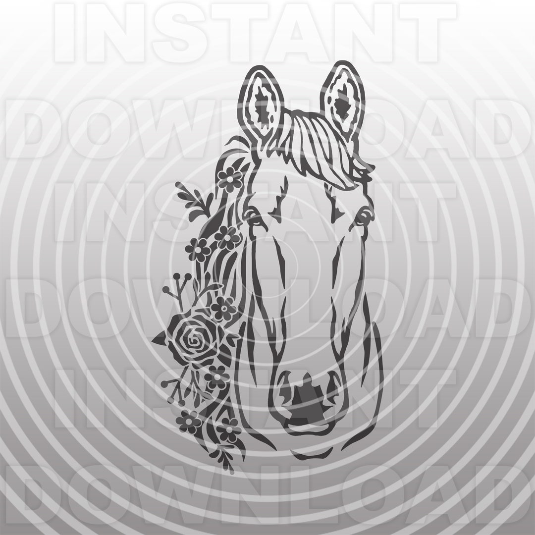 Floral Mare SVG File,female Horse With Flowers Svg,floral Horse Svg ...