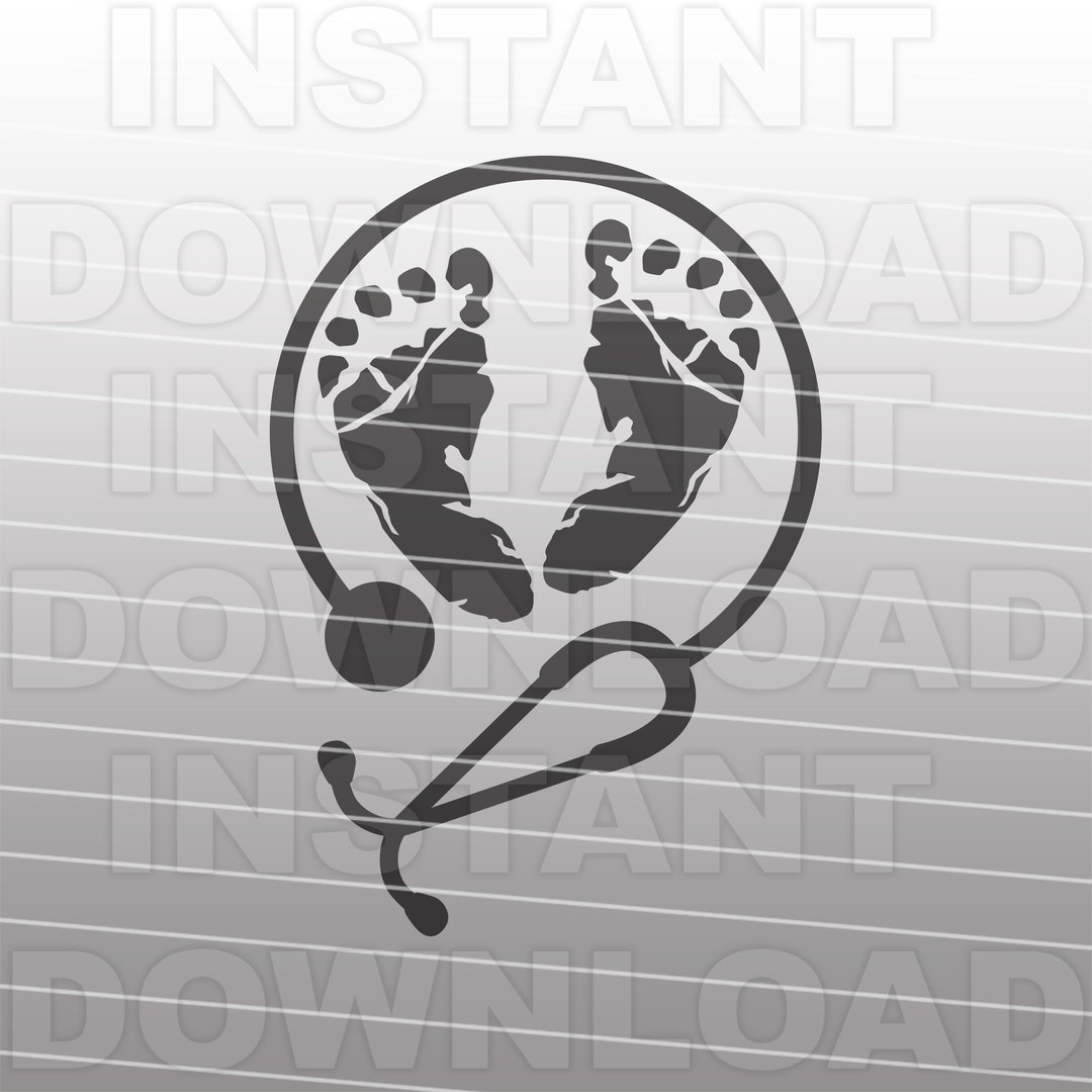 OB-GYN Nurse SVG File,stethoscope With Baby Foot Prints Svg,vector ...