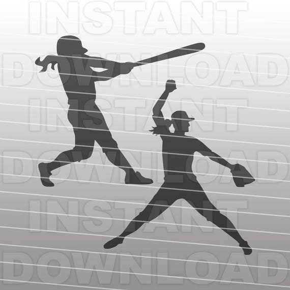 Softball Silhouette Hitting