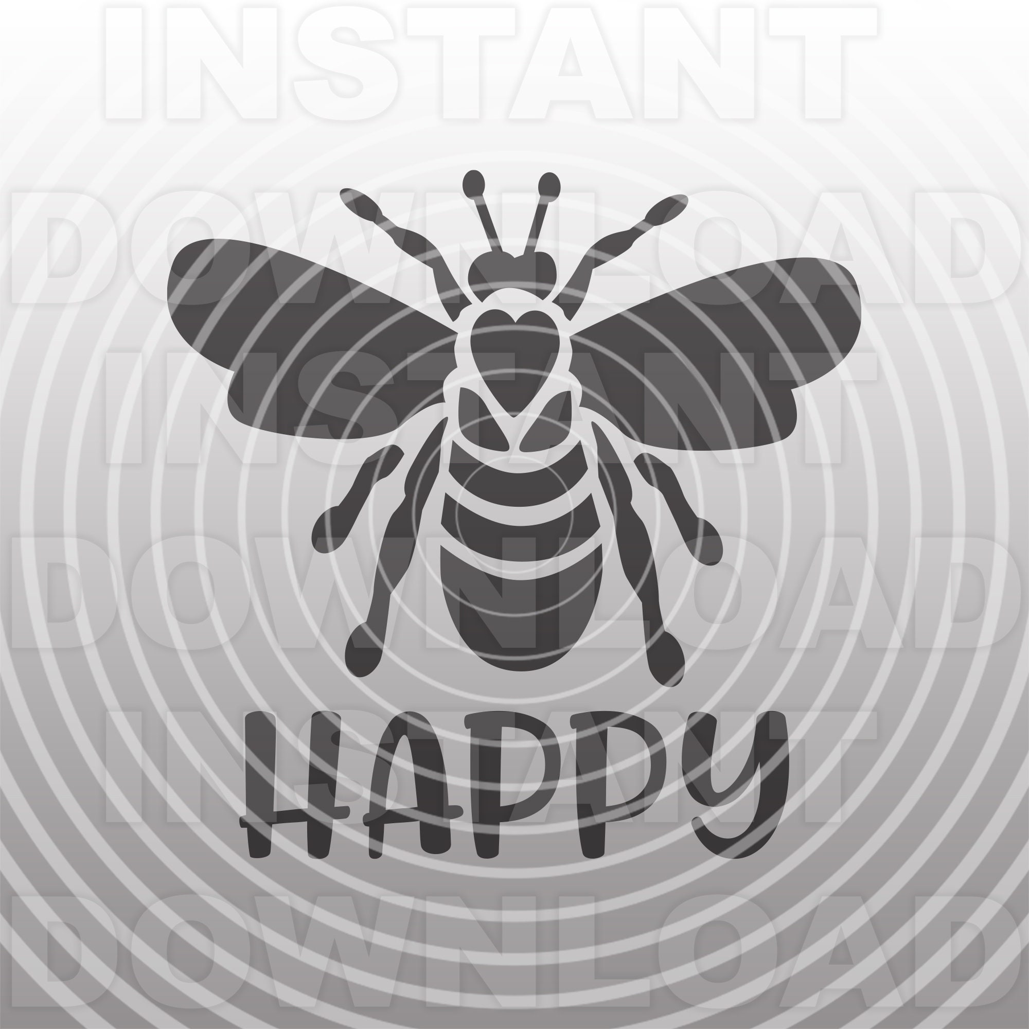 Bee Happy Honeybee SVG File,bumble Bee Svg,be Happy SVG -vector Art ...