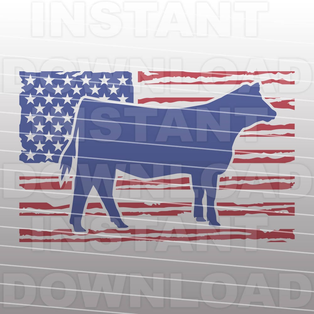 Patriotic Show Heifer USA Flag Svg File,livestock Svg,cattle Svg ...