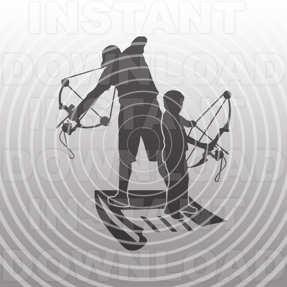 Bowfishing Father and Young Son SVG File,bow Fisherman Svg -commercial ...