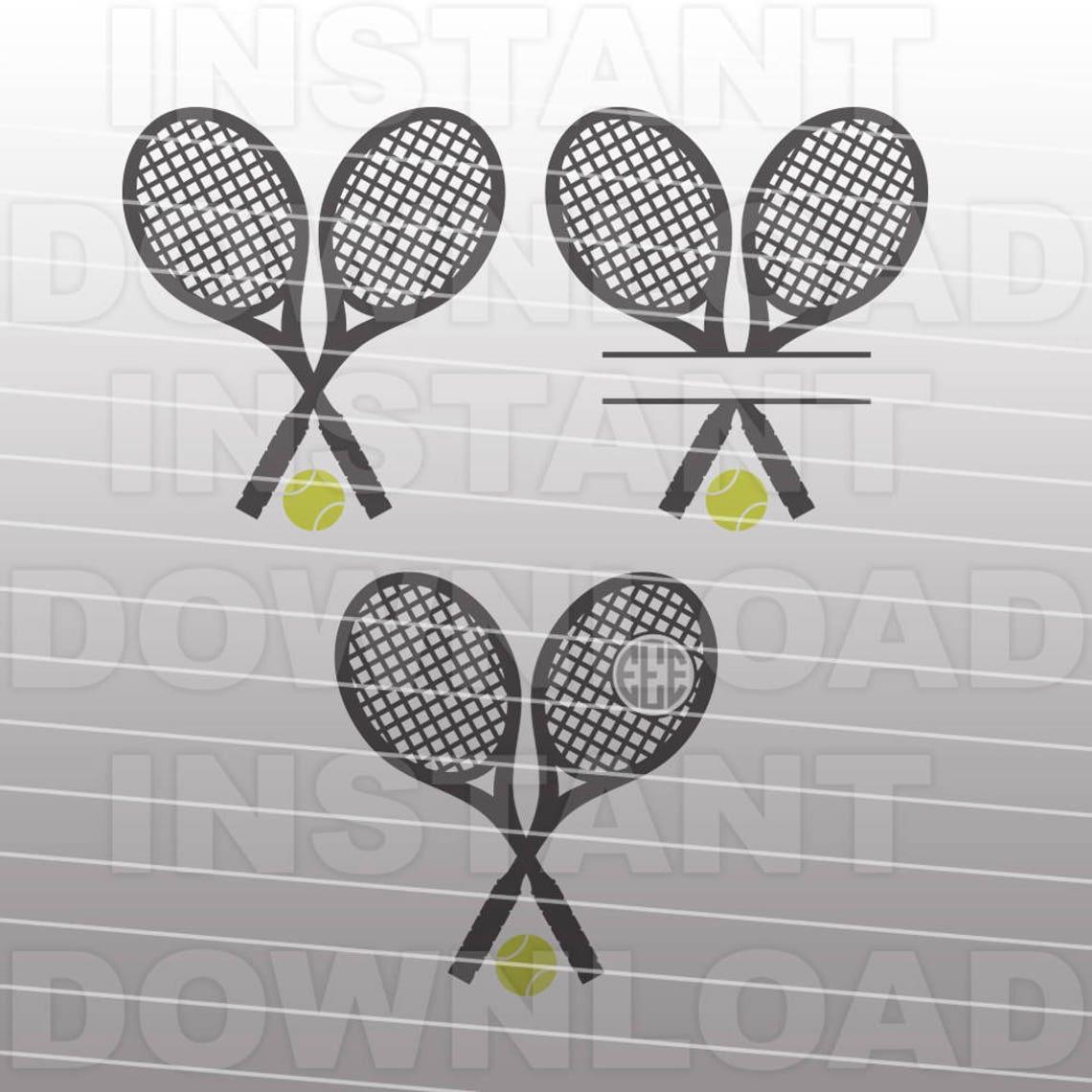 Tennis Monogram Racket and Ball SVG File Cutting Template-clip Art for ...