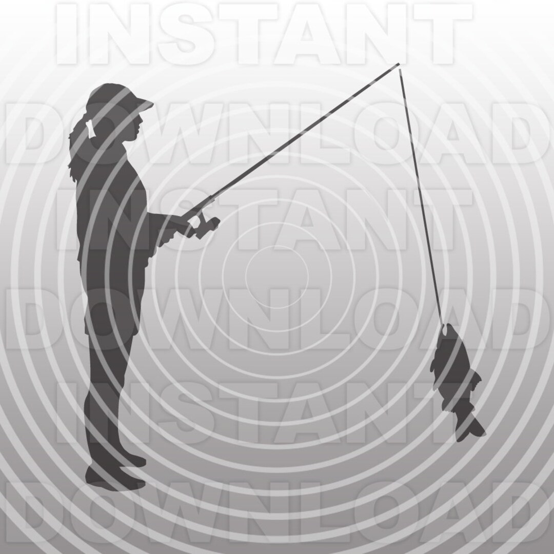 Woman Fishing SVG File,girl Fishing SVG File,woman Angler Svg-vector ...