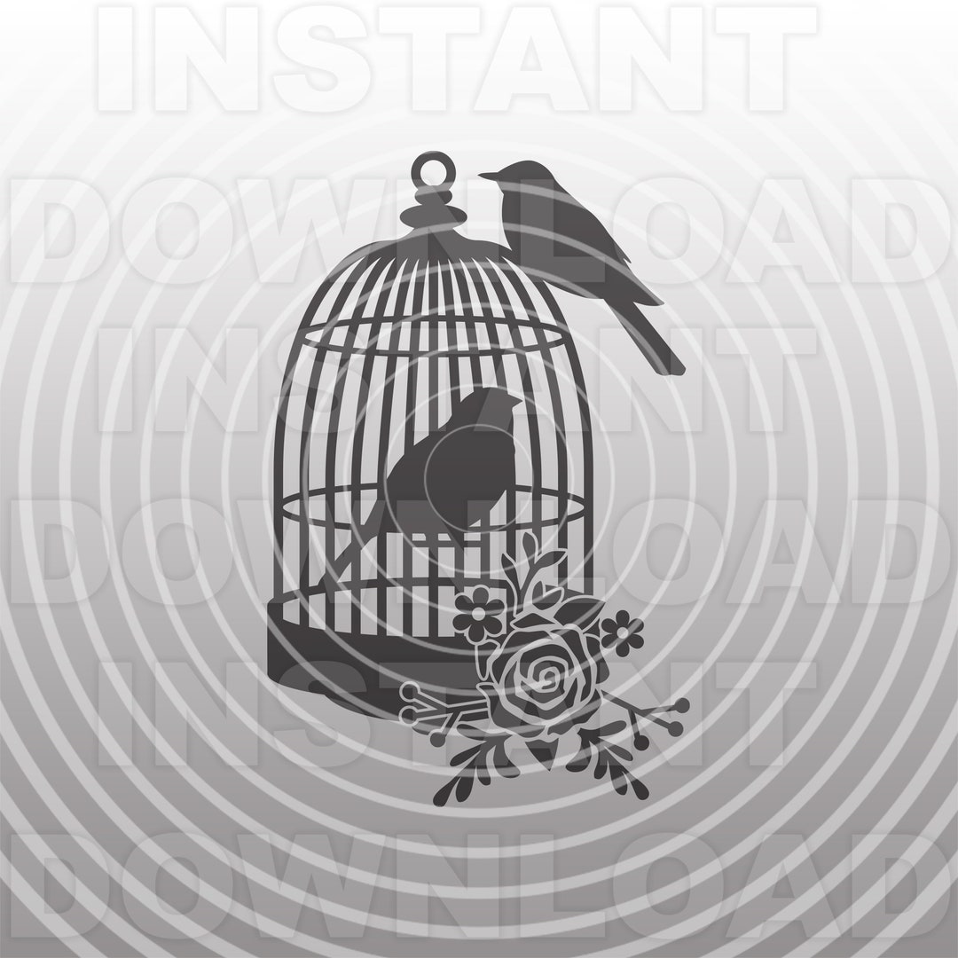 Floral Bird Cage SVG File, Love Birds SVG File -vector Art Commercial ...