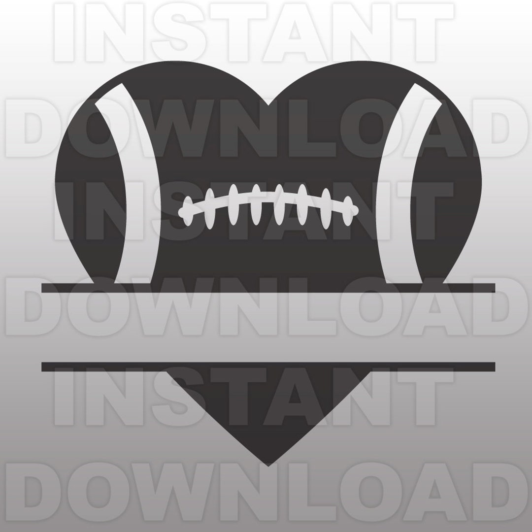 Football Heart Monogram Split SVG File Cutting Template-clip Art for ...