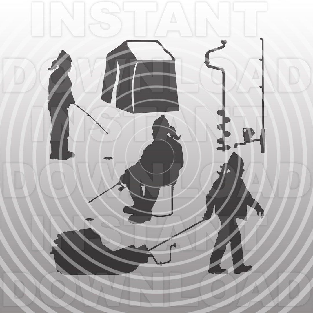Woman Ice Fishing SVG File,female Ice Fishing Svg,girl Ice Fishing ...