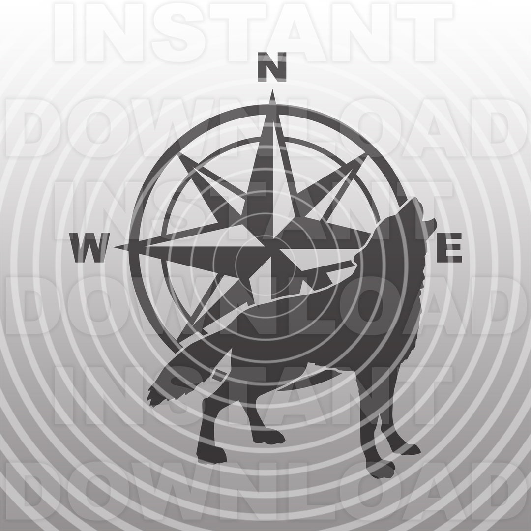 Wolf Compass Rose SVG File,wolf SVG Design -vector Clip Art Commercial ...