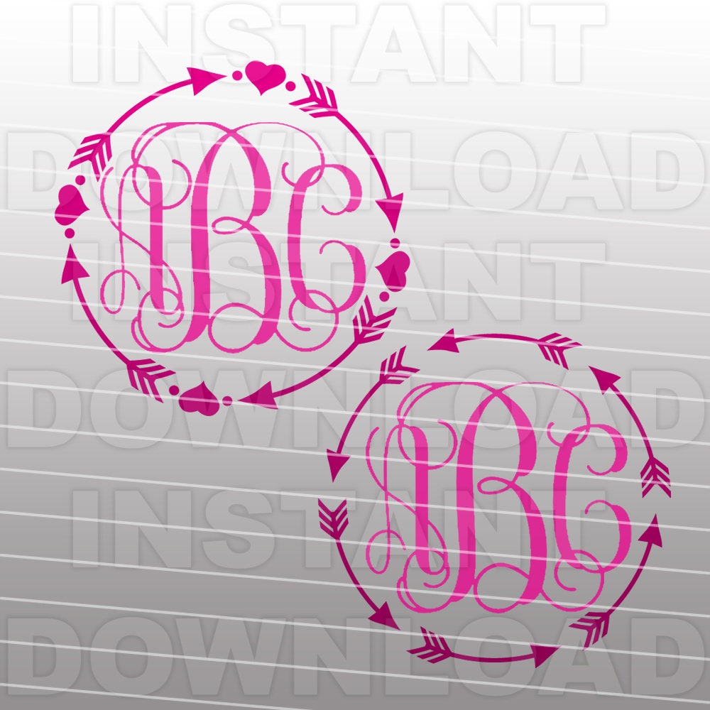 Arrow Circle Monogram Frame SVG File,arrow Circle SVG File-vector Art ...