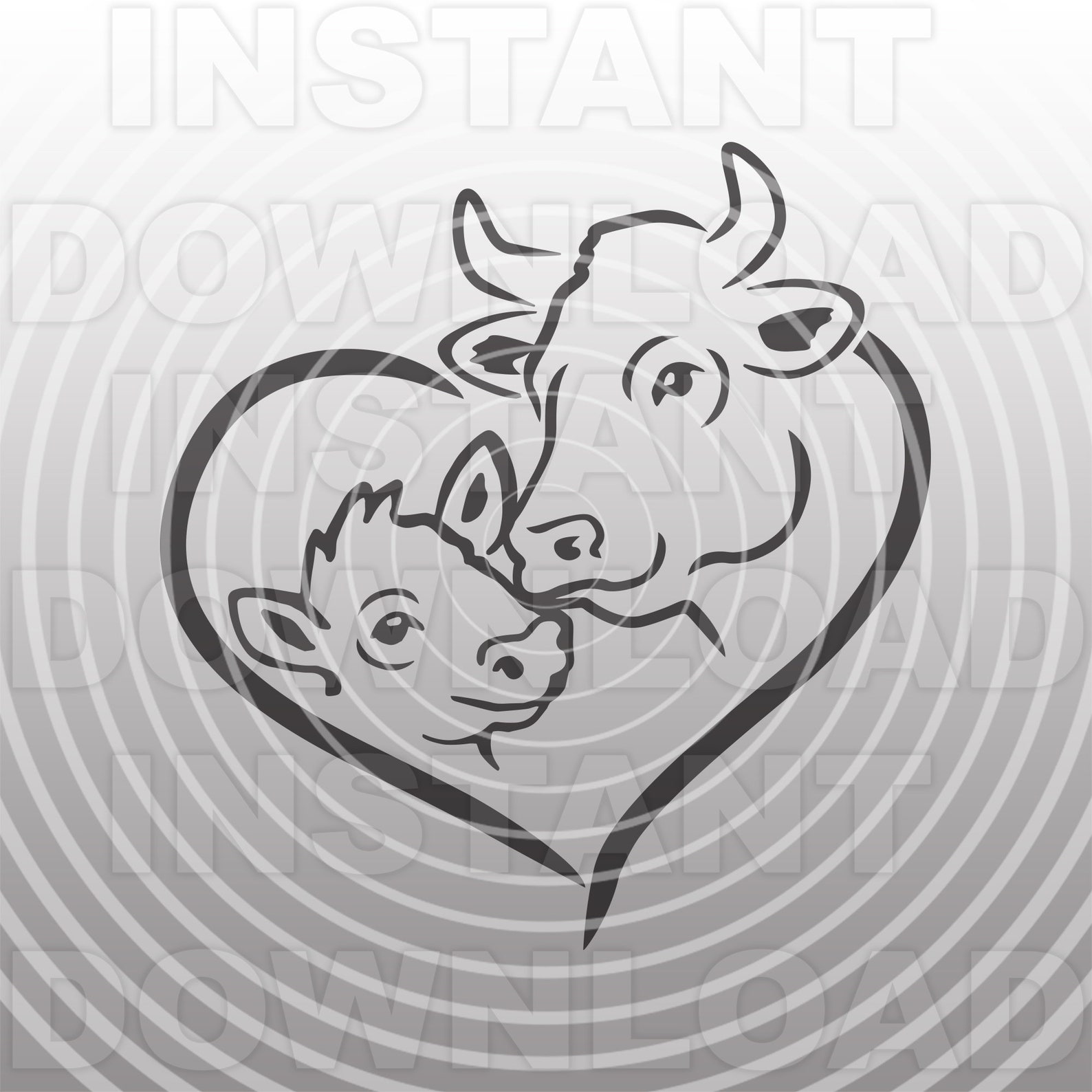 Hereford Cow and Calf Within Heart SVG File,livestock SVG -vector Clip ...