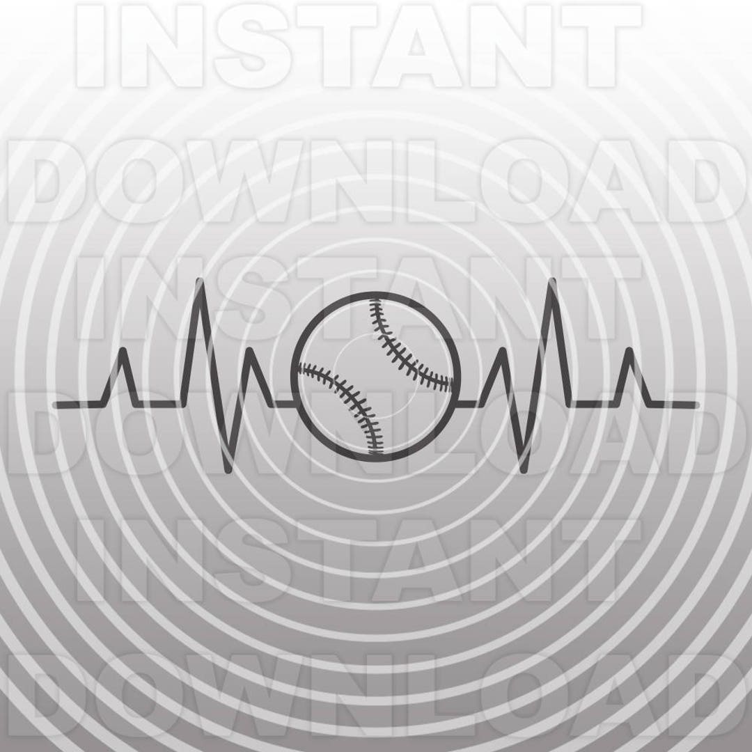 Heartbeat Baseball SVG File,softball Pulse Svg,baseball Softball T ...