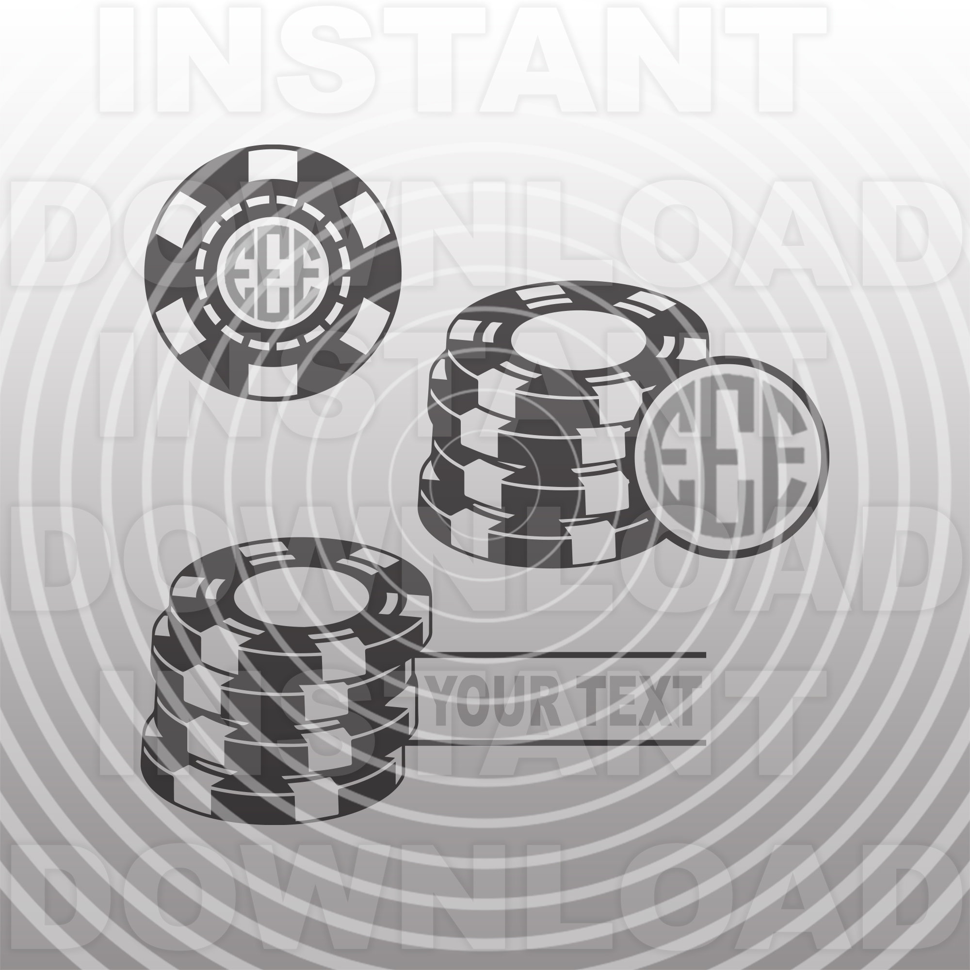Poker Chips SVG FileGambling SVGCasino svgPoker Monogram | Etsy