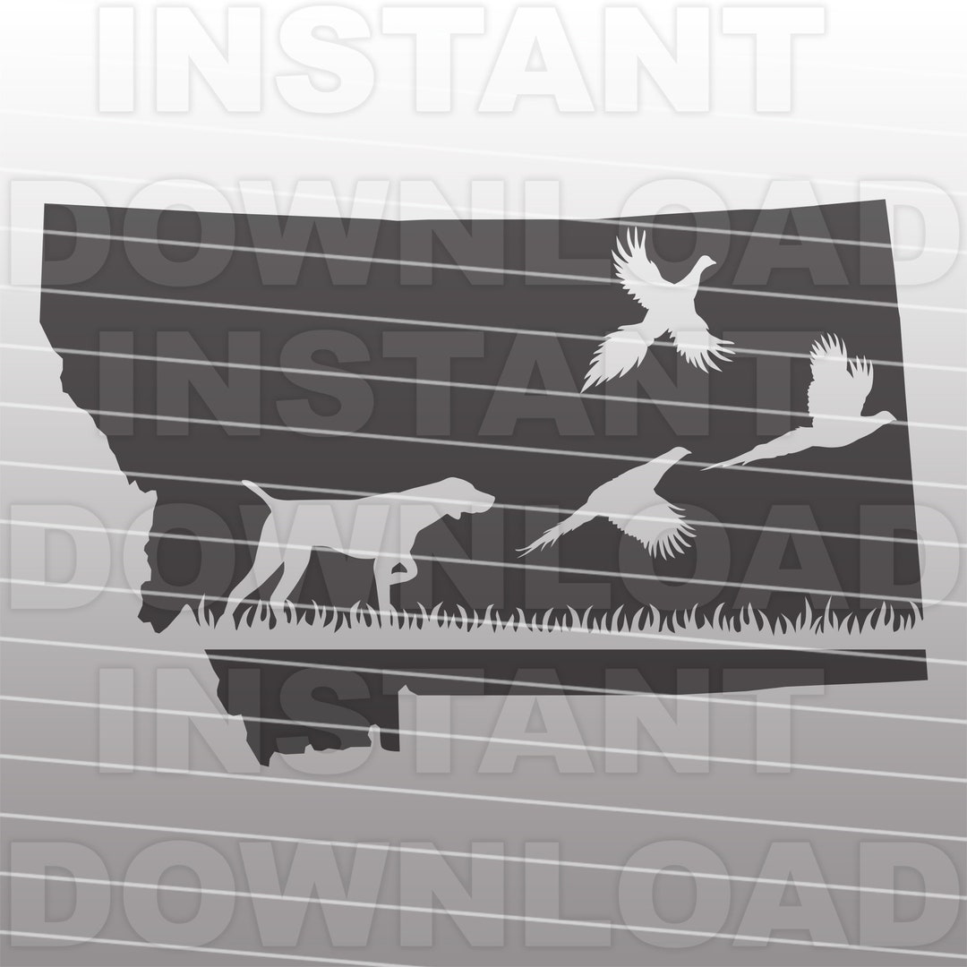 Bird Dog Pointing With Pheasants SVG File,montana Pheasant Hunting SVG ...