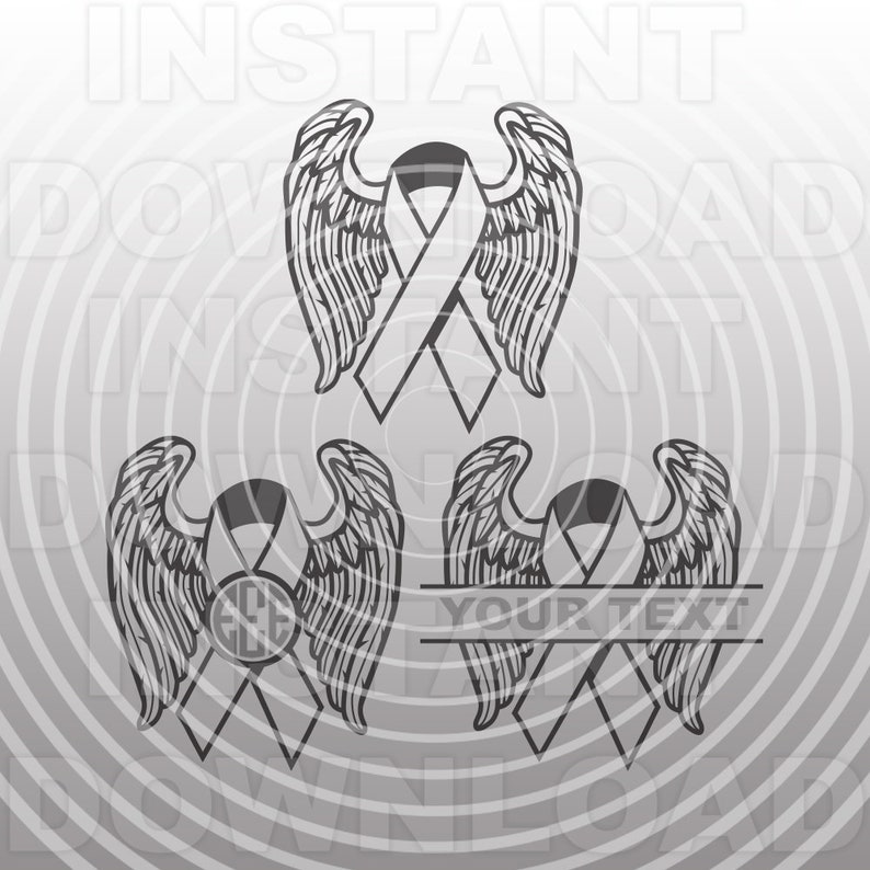 Cancer Awareness Ribbon SVG Filecancer Ribbon Wings Memorial | Etsy