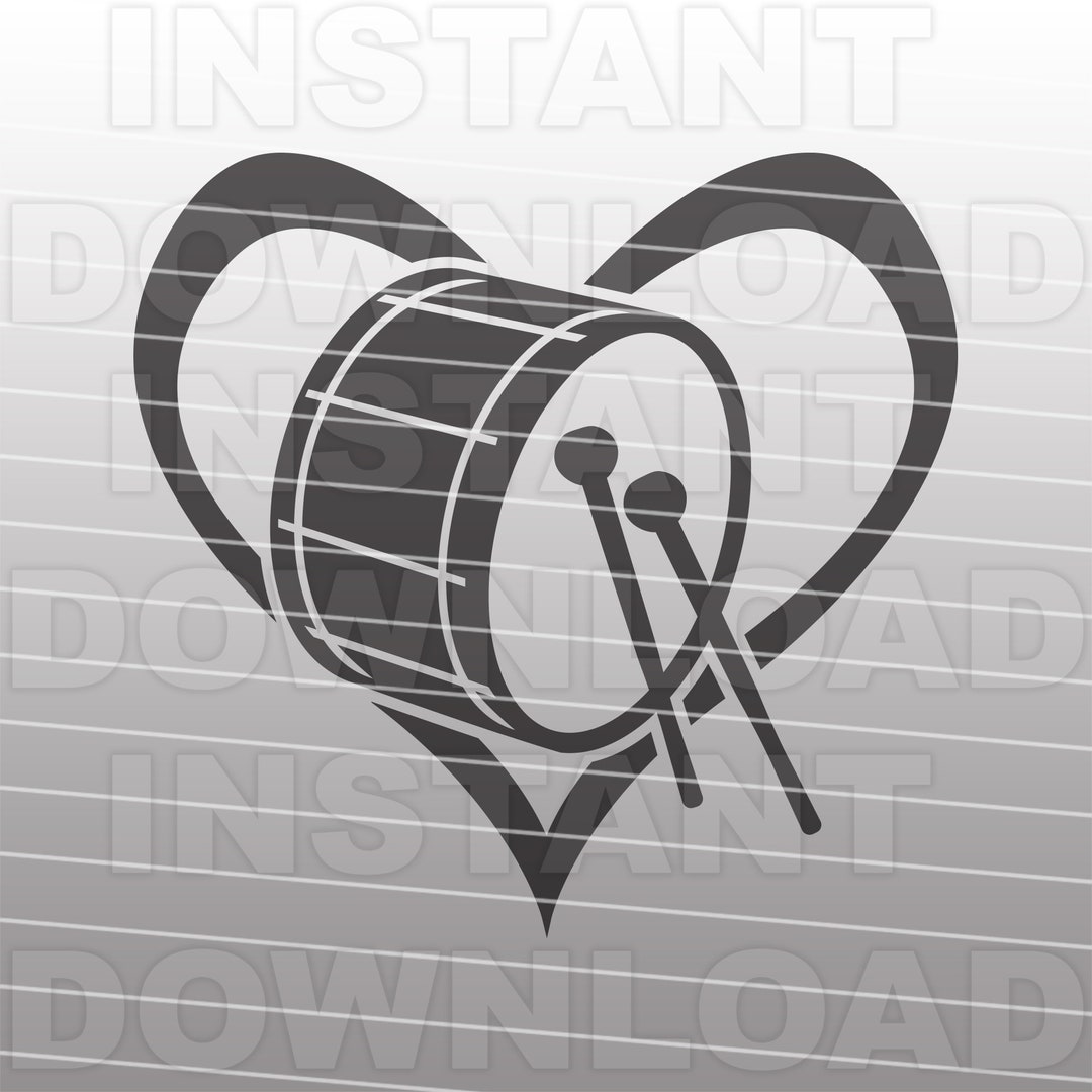 Bass Drum With Heart SVG File,marching Band Svg,percussion Svg,drum ...