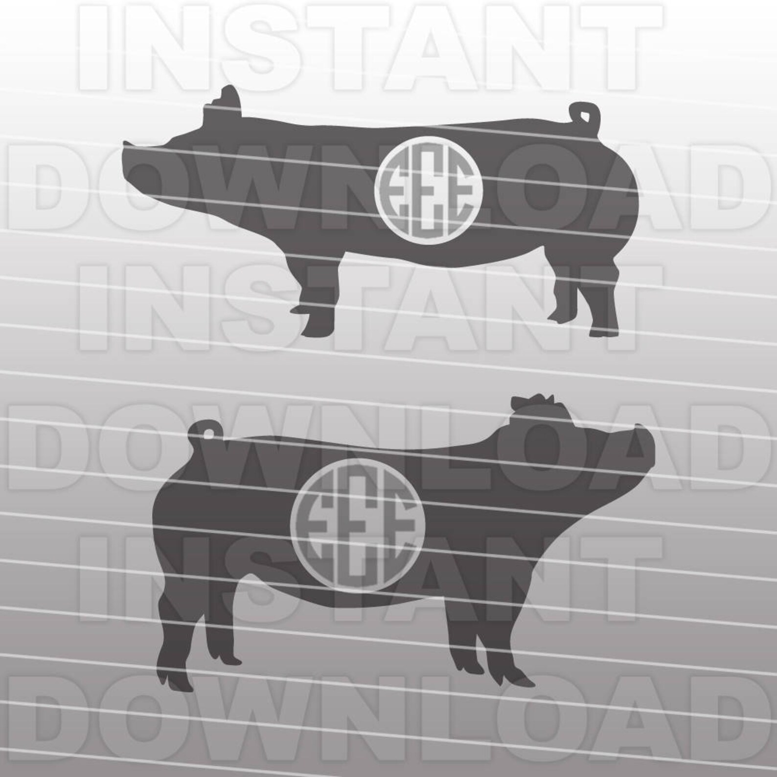 Mostrar cerdos archivo SVG, archivo SVG monograma, animal de granja SVG ...