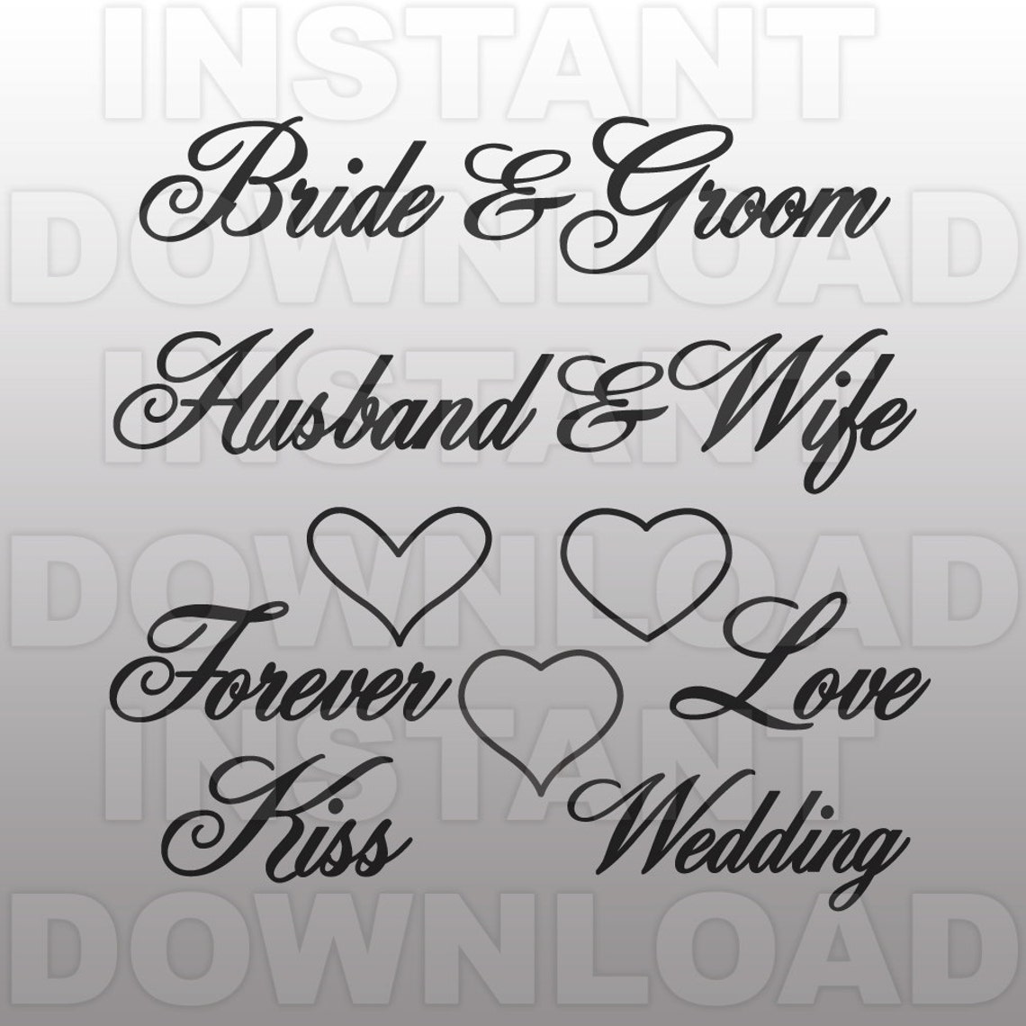 Wedding Bride & Groom Word Art SVG File cricut svgsilhouette | Etsy
