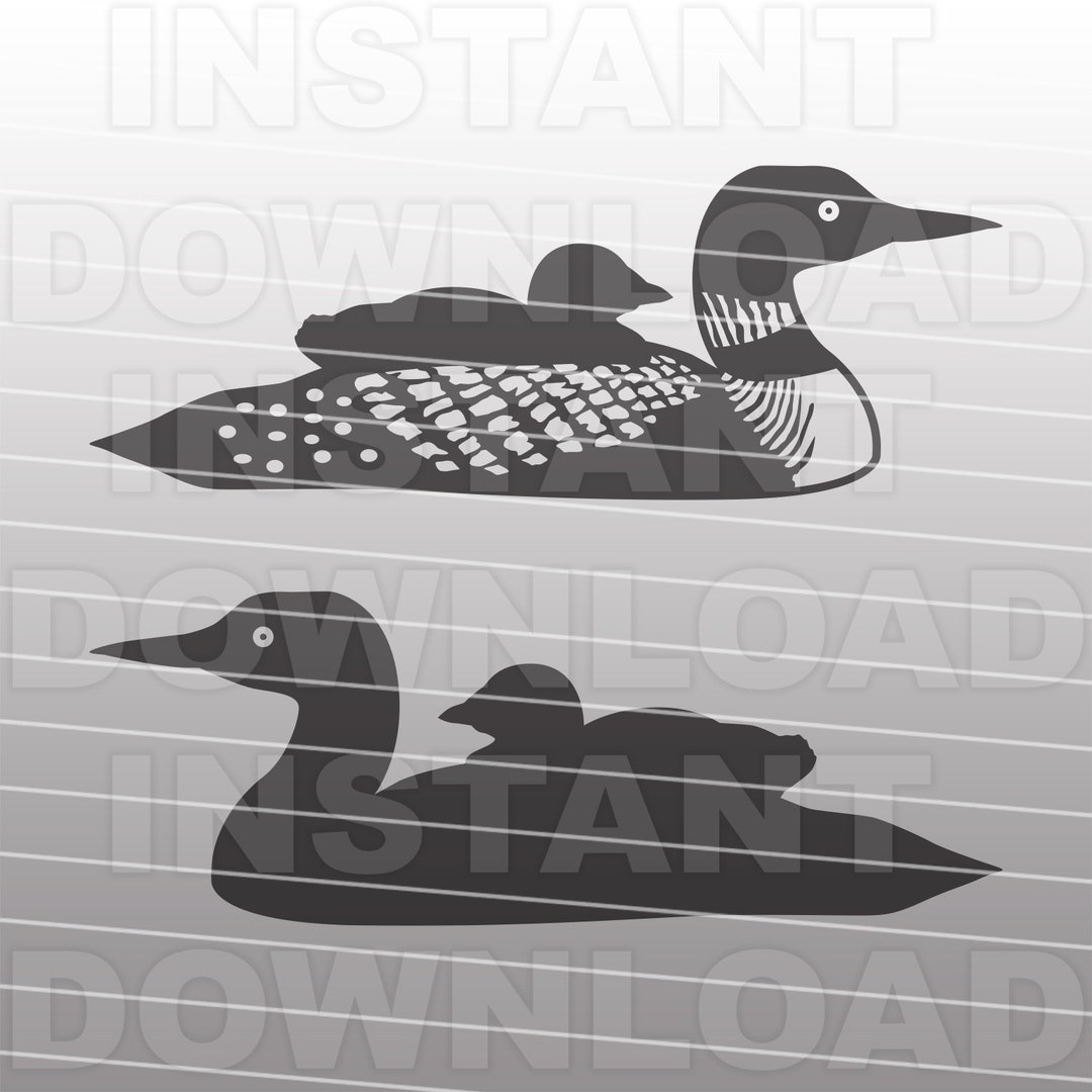Loon With Baby SVG File,loon Svg,loon Silhouette SVG -vector Art ...