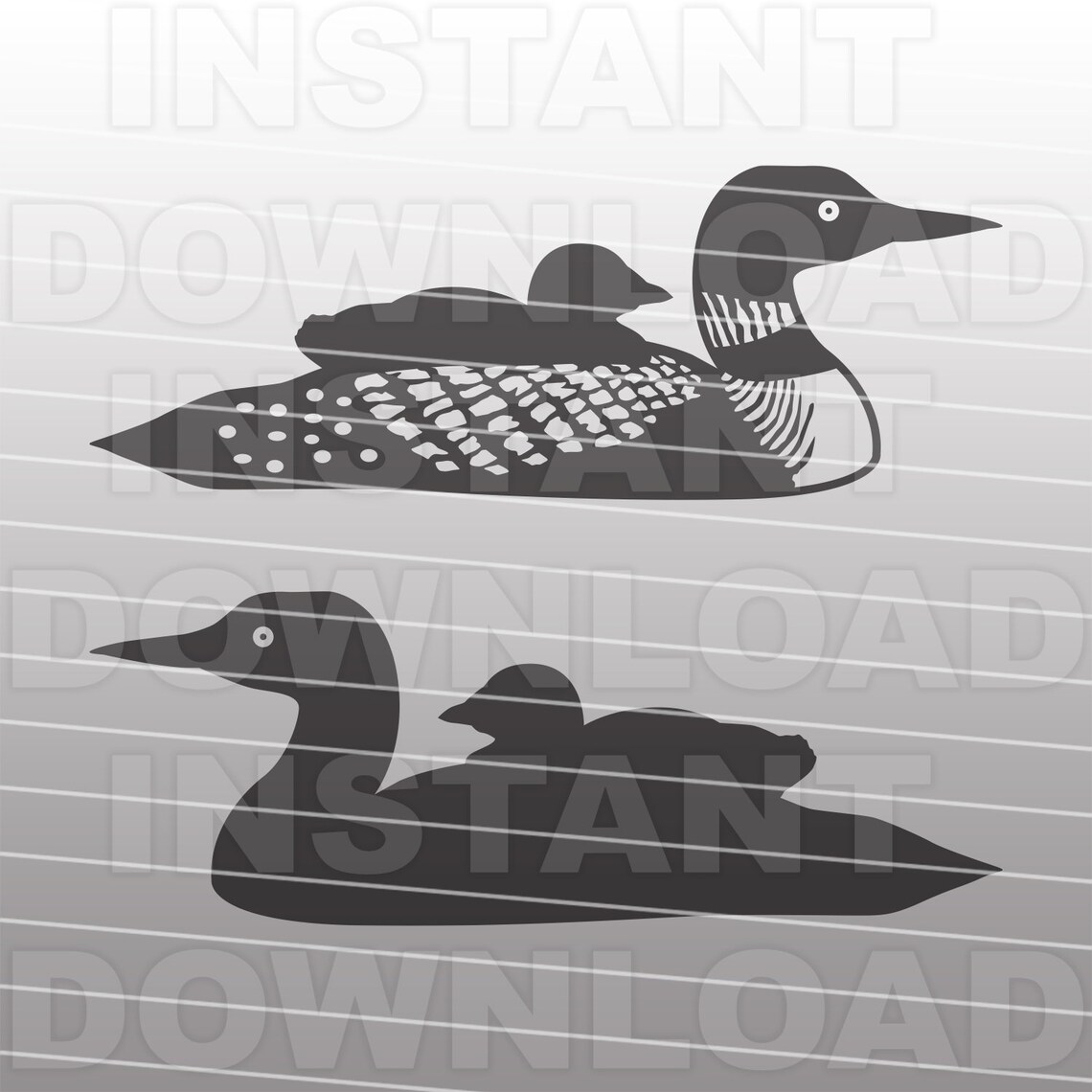 Loon With Baby SVG Fileloon Svgloon Silhouette SVG vector - Etsy