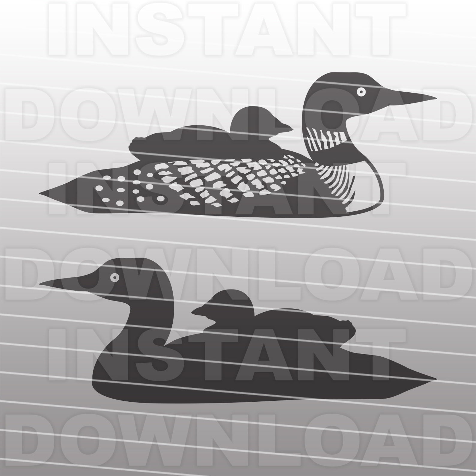 Loon With Baby SVG File,loon Svg,loon Silhouette SVG -vector Art ...