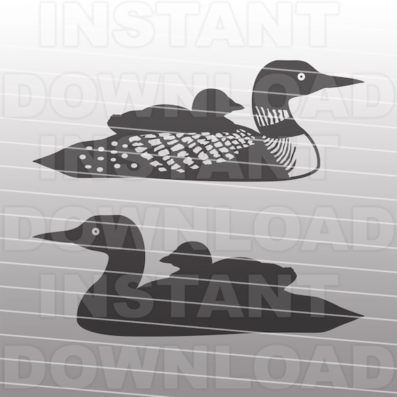 Loon with Baby SVG FileLoon SVGLoon Silhouette SVG Vector | Etsy