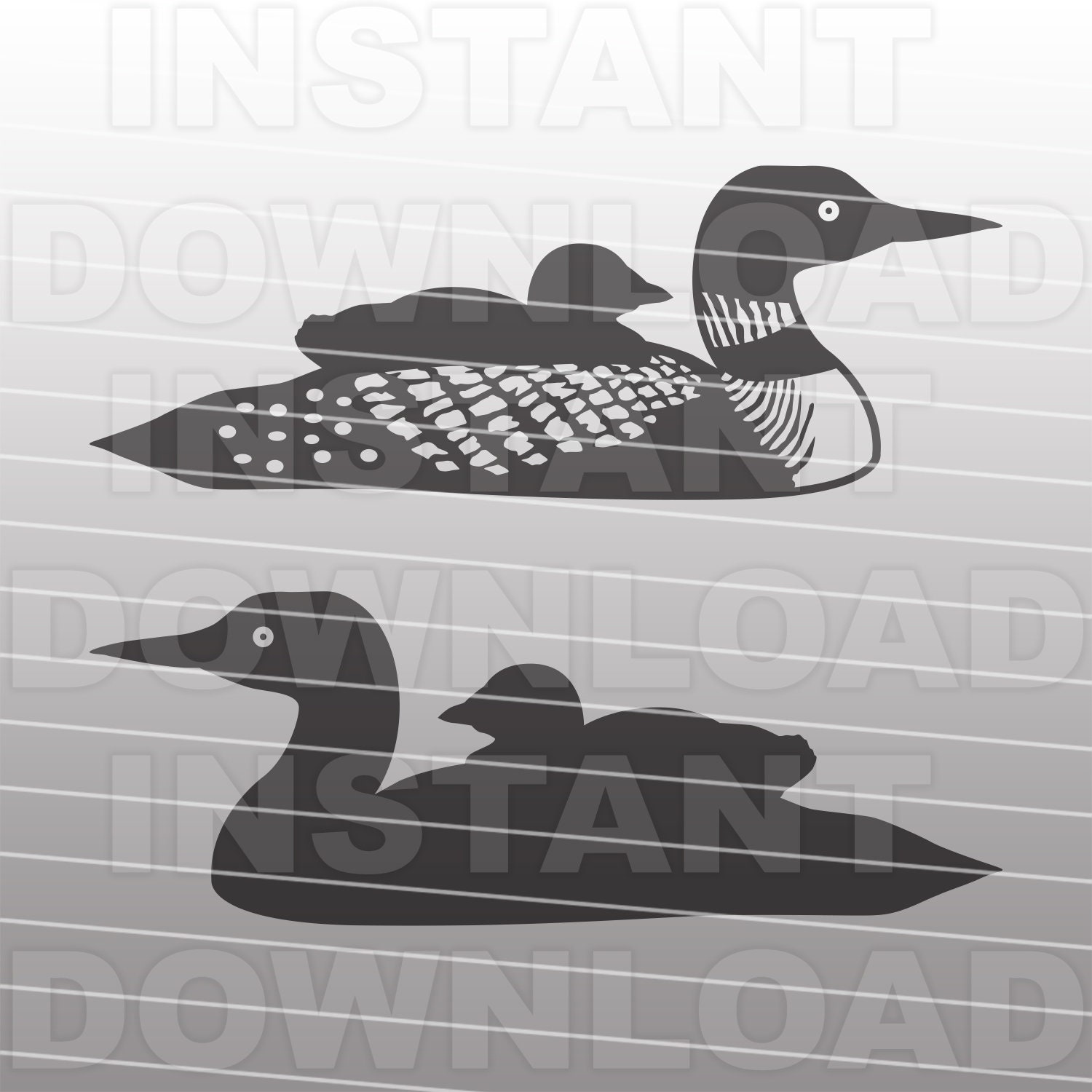 Loon With Baby SVG File,loon Svg,loon Silhouette SVG -vector Art ...