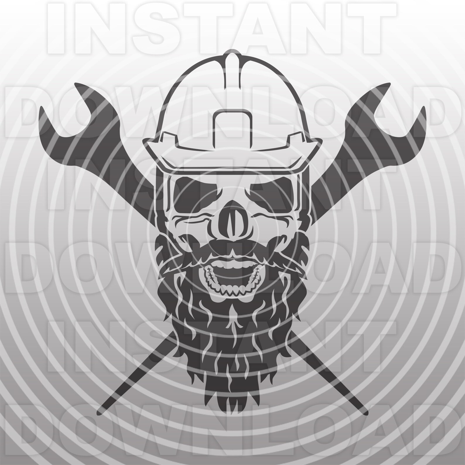 Ironworker Skull With Beard SVG File,union Rigger Svg,skull With Hard ...