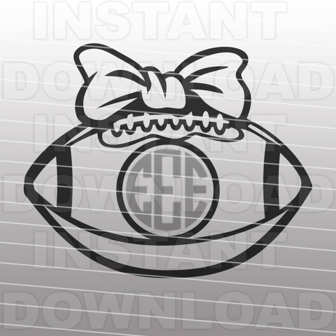 Football Monogram With Bow SVG File,football SVG File-vector Clip Art ...