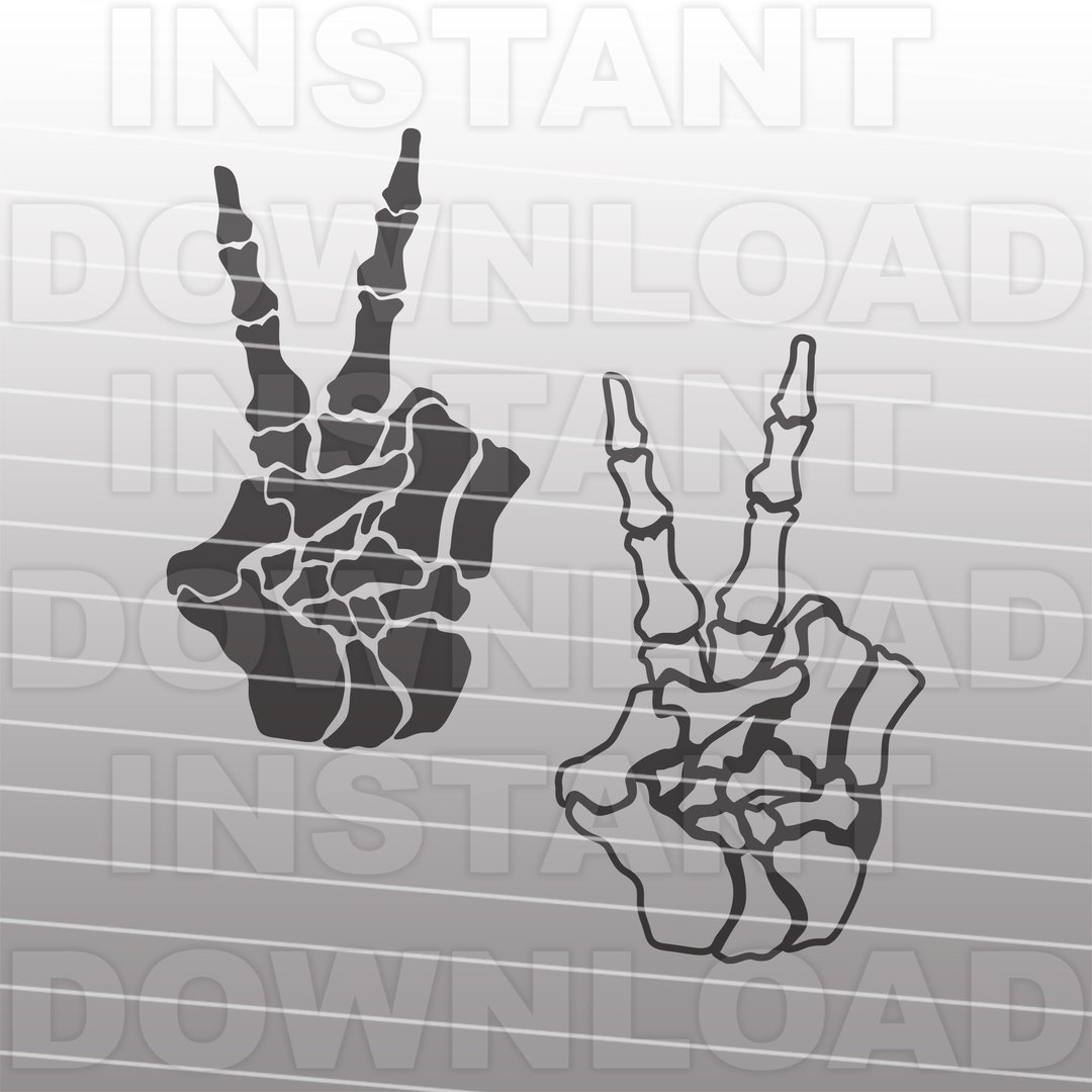 Skeleton Hand Peace Fingers SVG File,peace Symbol Svg,hand X-ray Svg ...