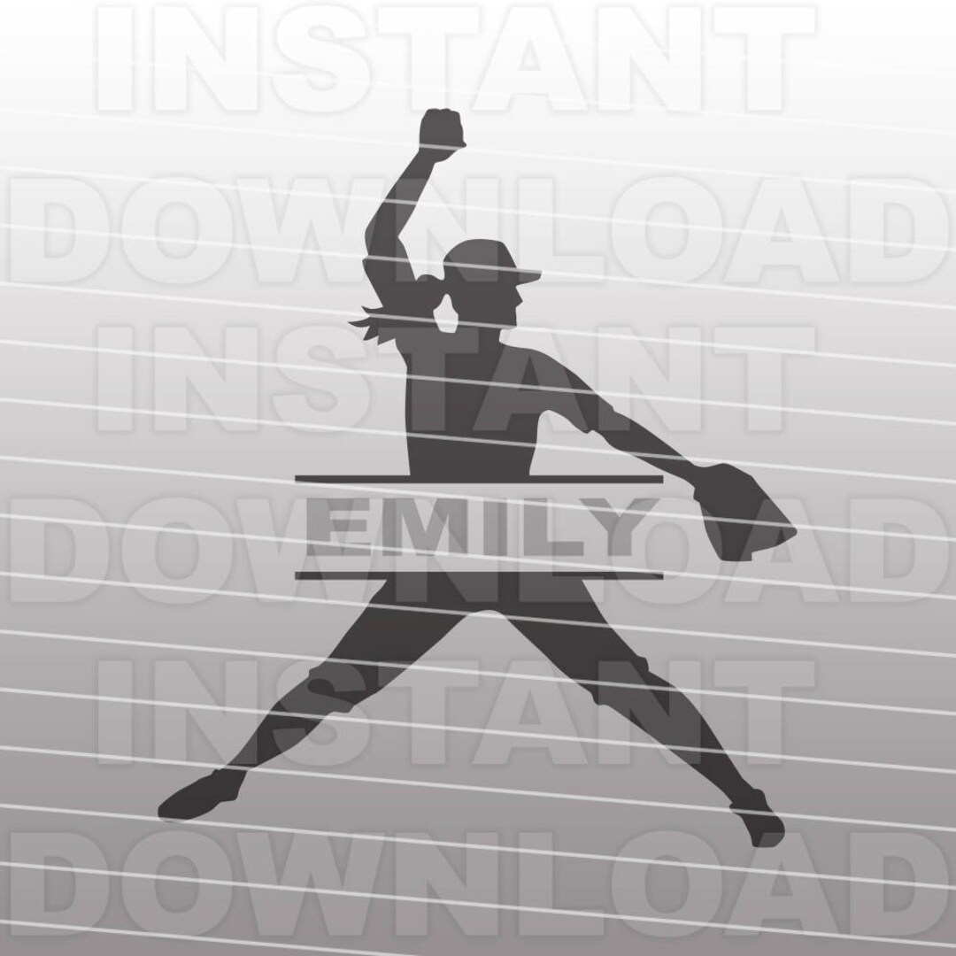 Softball Pitcher Split Monogram SVG File -for Commercial & Personal Use ...