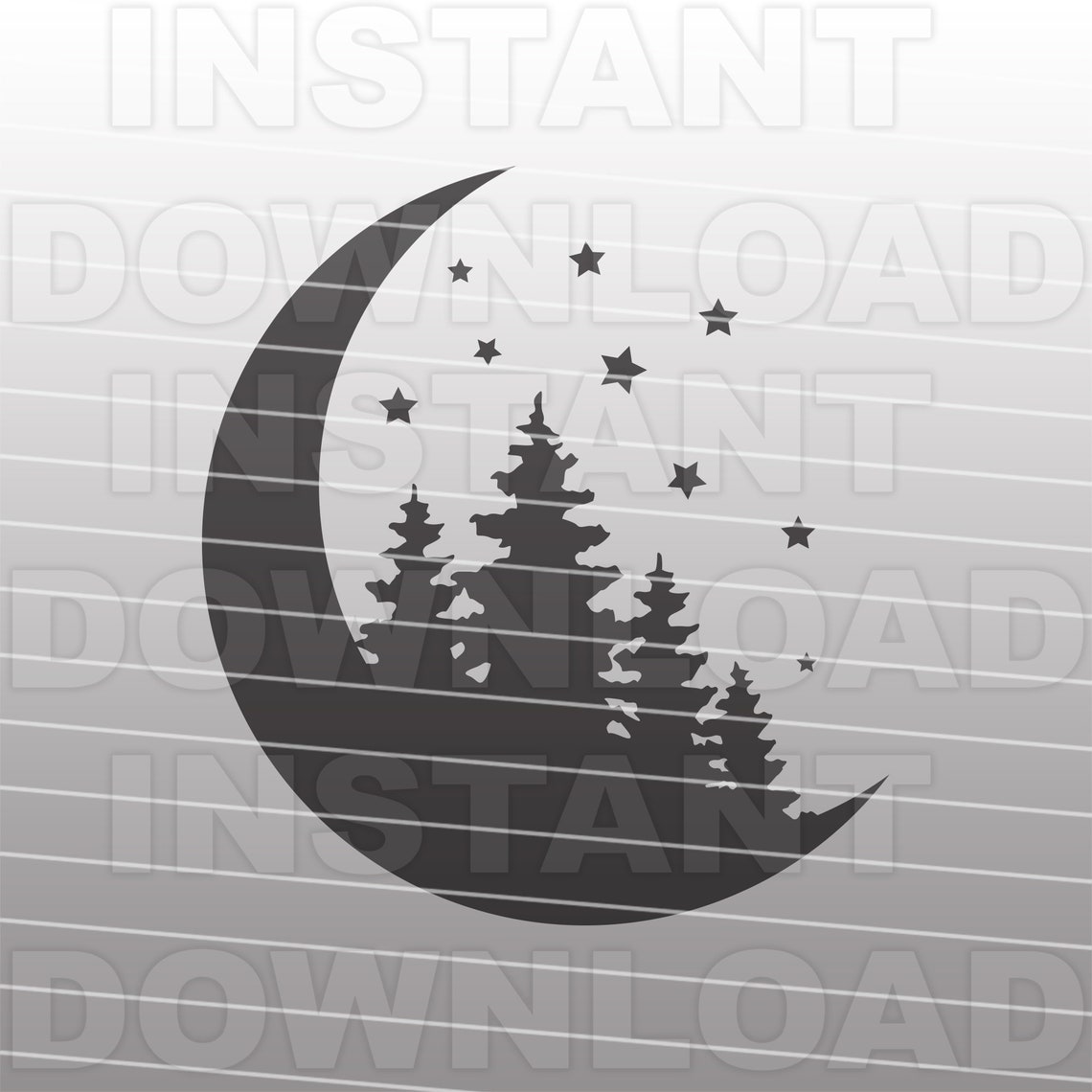 Starry Night SVG Filemoon and Tree Svgmoon and Stars - Etsy