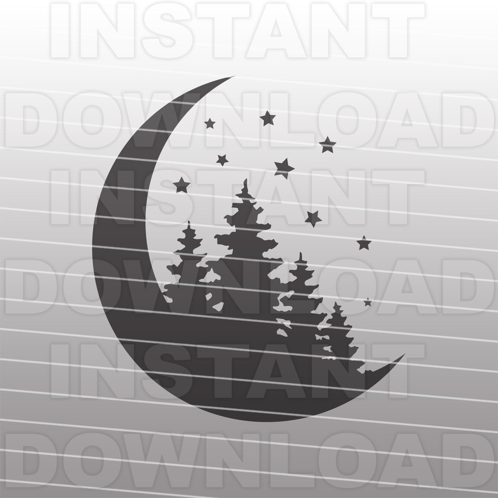 Starry Night SVG Filemoon and Tree Svgmoon and Stars - Etsy