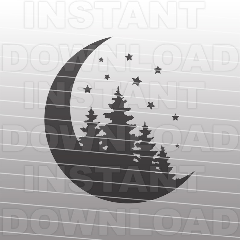 Starry Night SVG Filemoon and Tree Svgmoon and Stars - Etsy