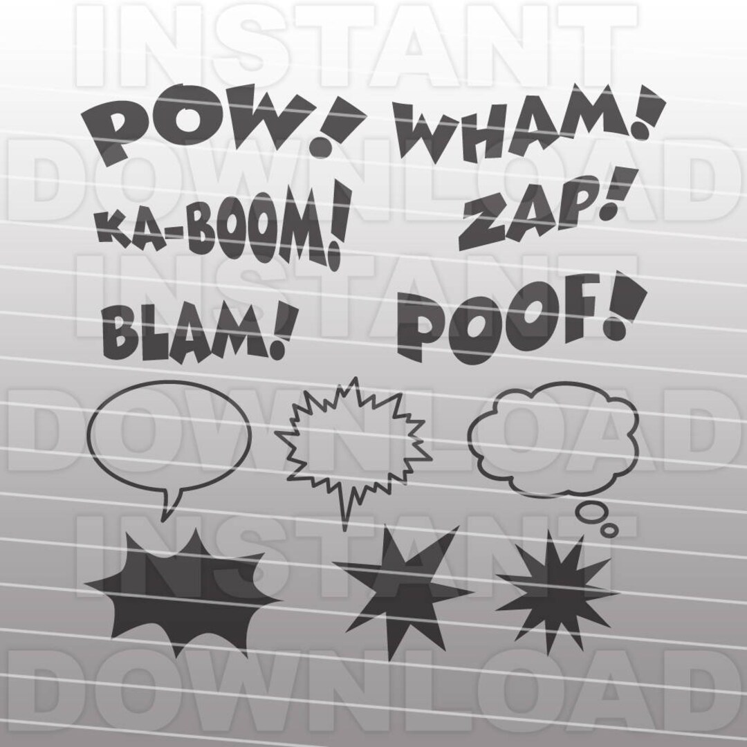 Superhero SVG File - Comics Word Set SVG File - Commercial & Personal ...