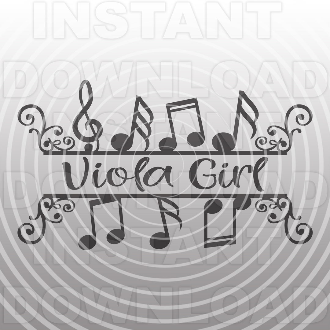 Viola Girl With Music Notes SVG File,symphony Orchestra Svg-vector Art ...