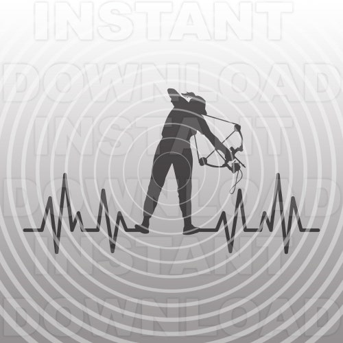 Bowfishing Woman Heartbeat SVG Filebow Fishing SVG - Etsy