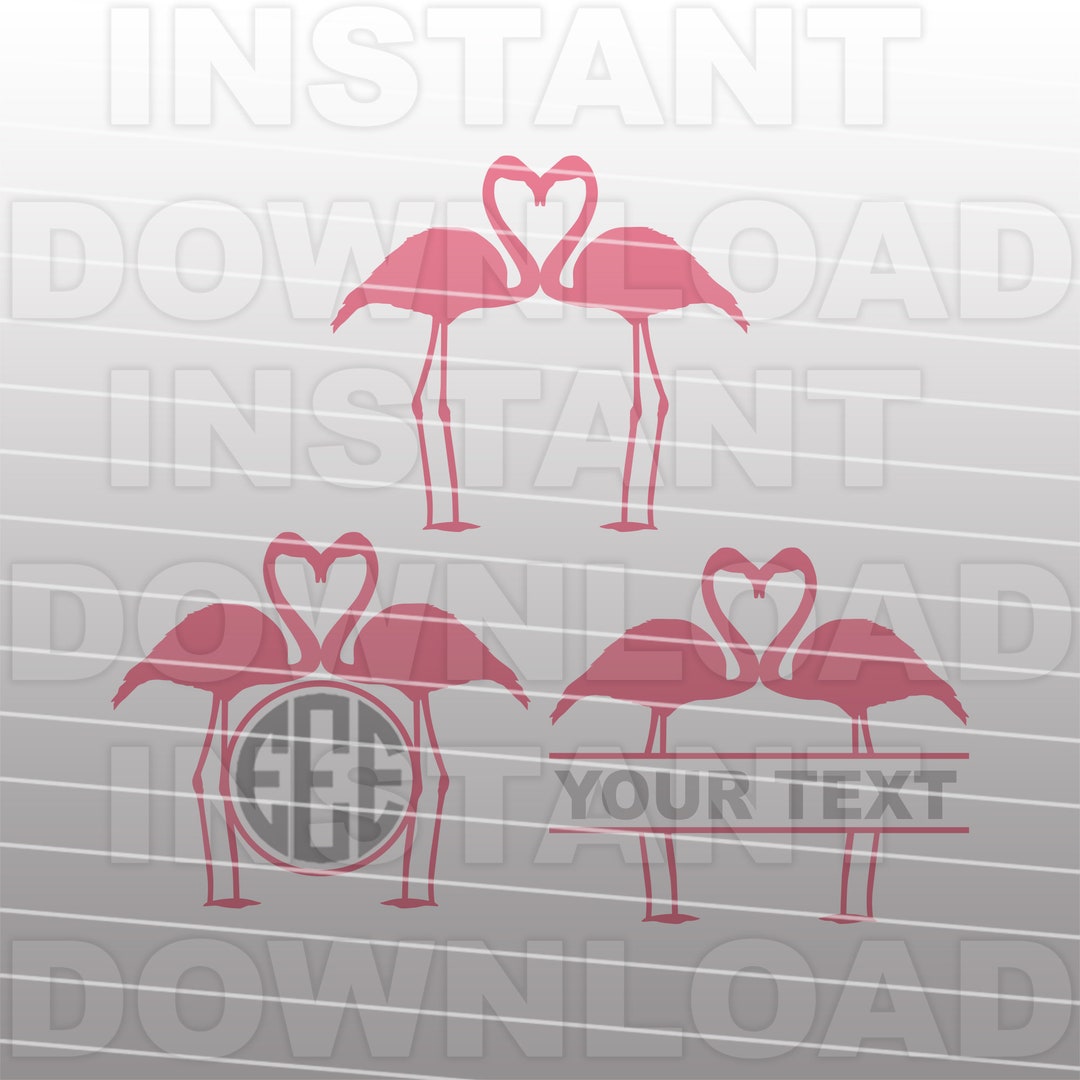 Flamingo Heart SVG File,flamingo Monogram Frame Svg,flamingos SVG -vector Art Commercial ...