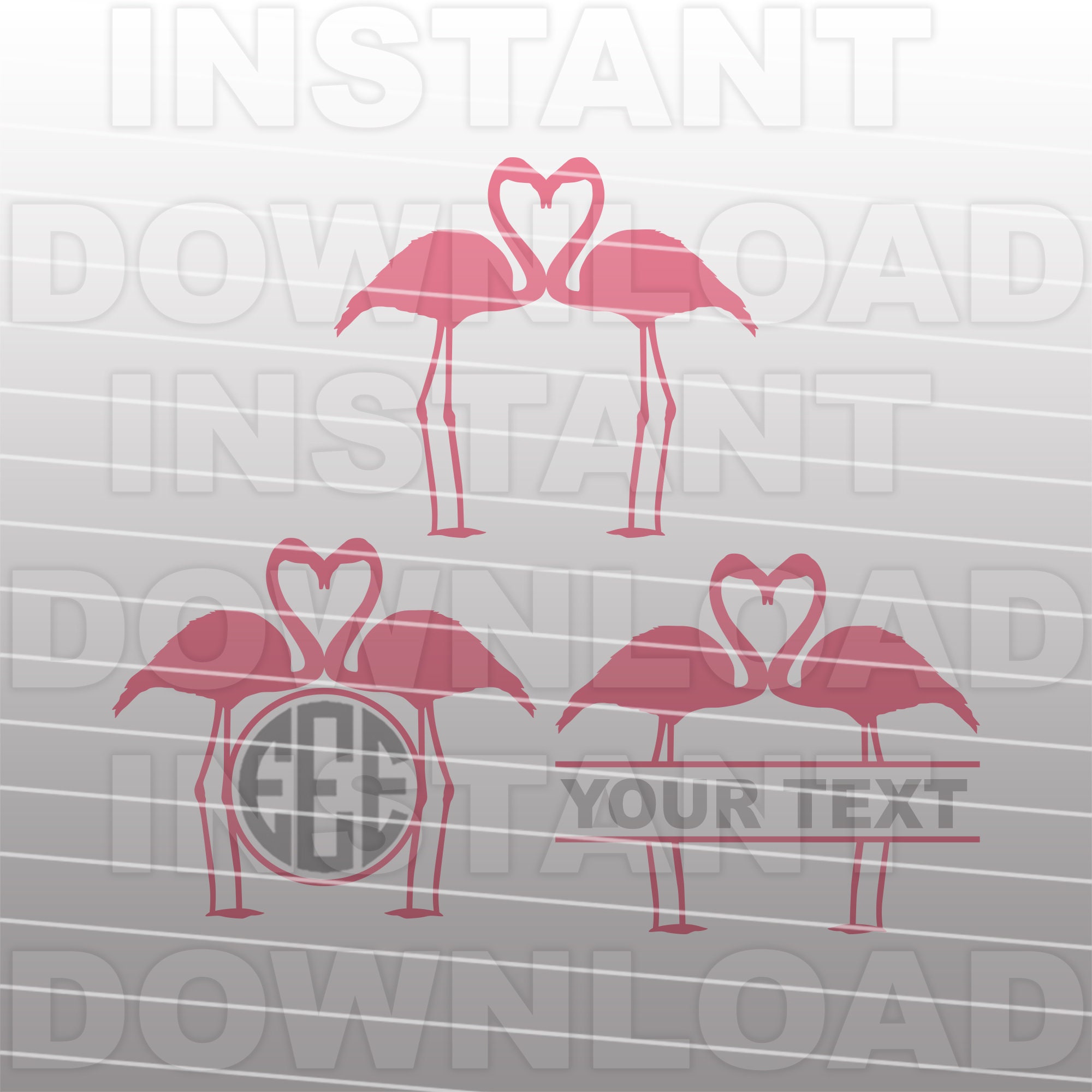 Flamingo Heart SVG File,flamingo Monogram Frame Svg,flamingos SVG ...
