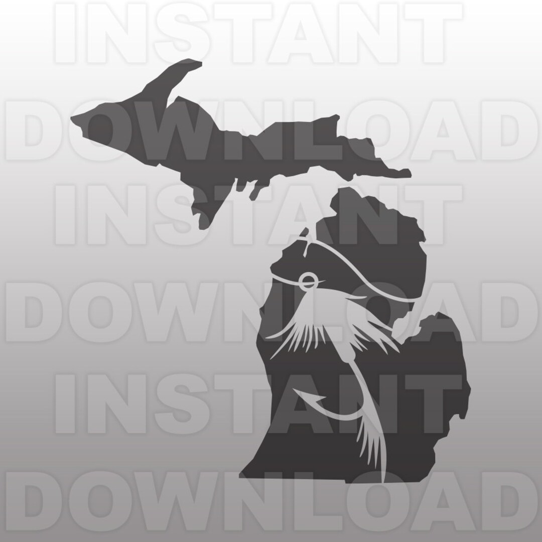 Michigan State Fly Fishing SVG File -commercial & Personal Use- Vector ...