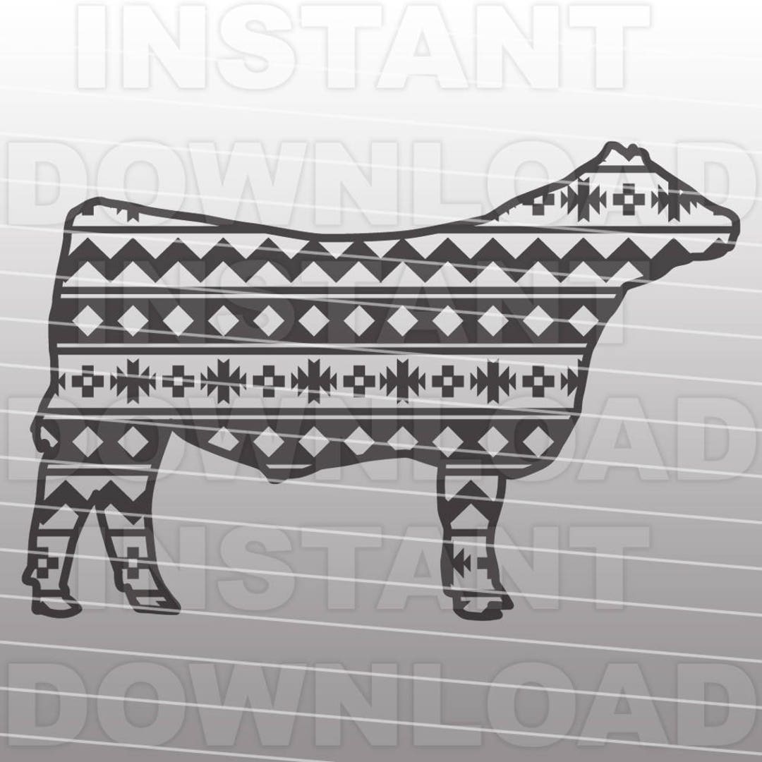 Show Steer Aztec SVG File,bull Svg,cow Svg,livestock SVG Vector Clip ...