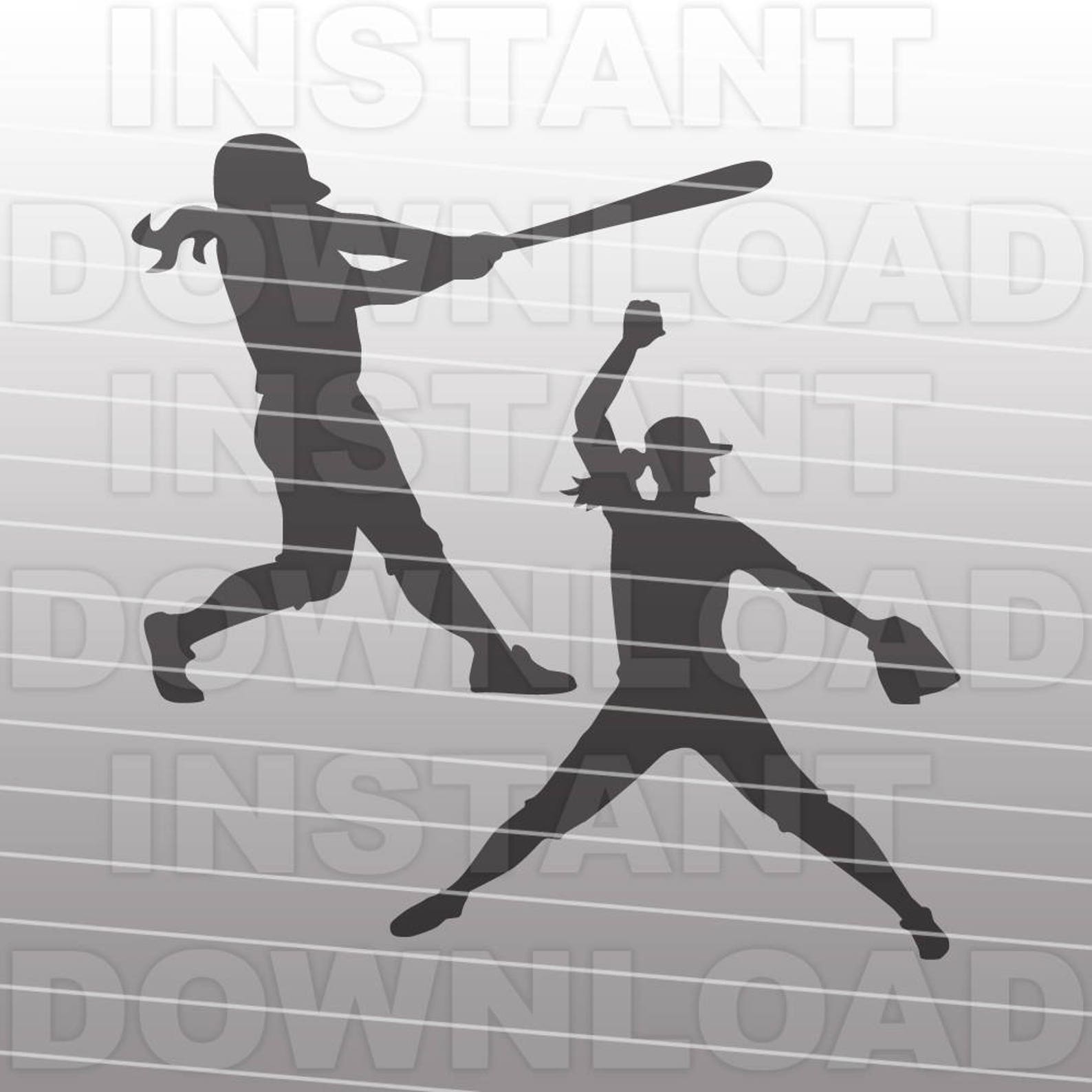 Softball Pitcher SVG File - Softball Hitting SVG - Vector Art ...