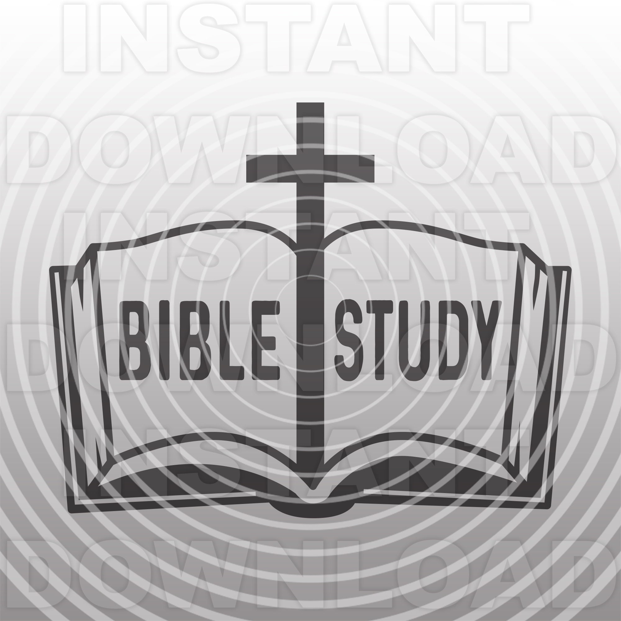 Bible Study With Open Bible and Christian Cross SVG - Etsy